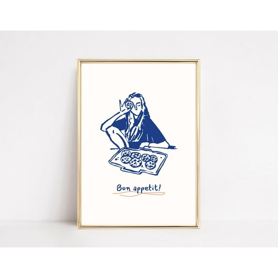 Bon Appetit Poster Hand Drawn Kitchen Wall Art Poster Decor For Living ...