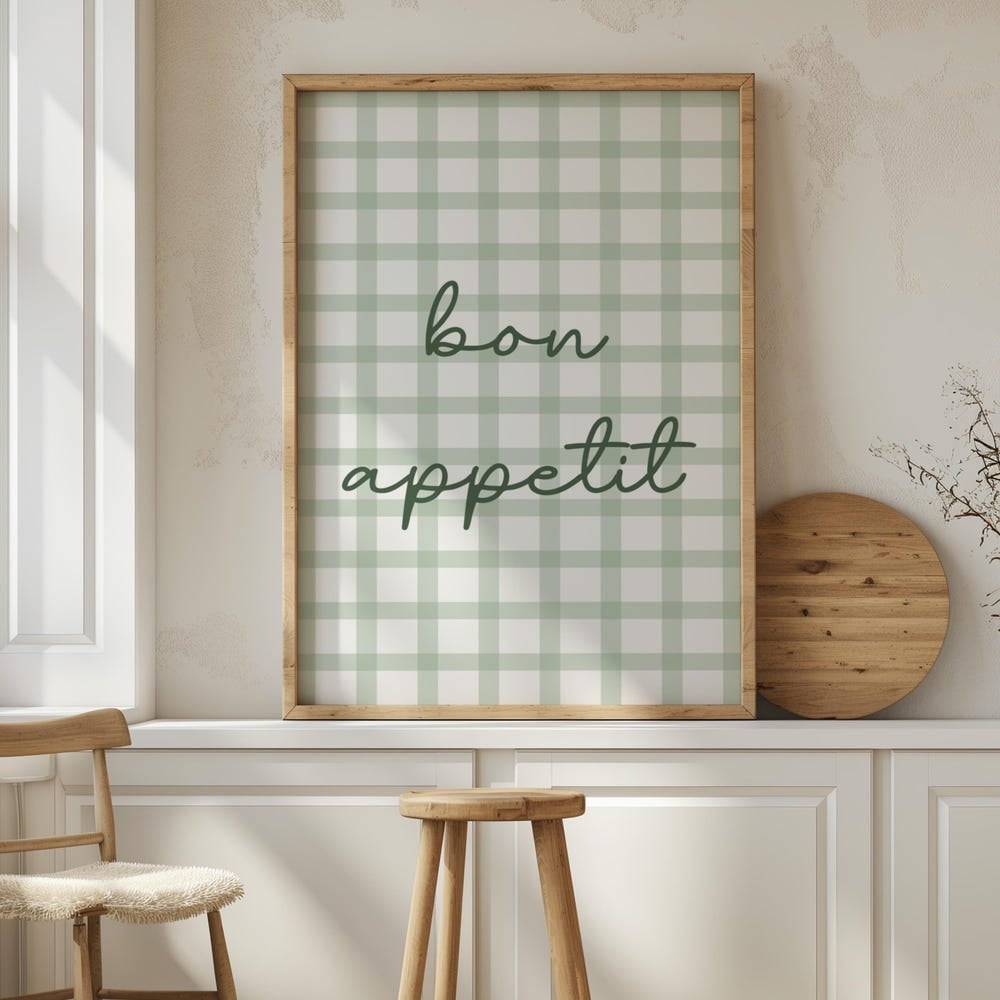 Bon Appetit Poster - Sage Green Wall Art, Bon Appetit Print, Italian ...