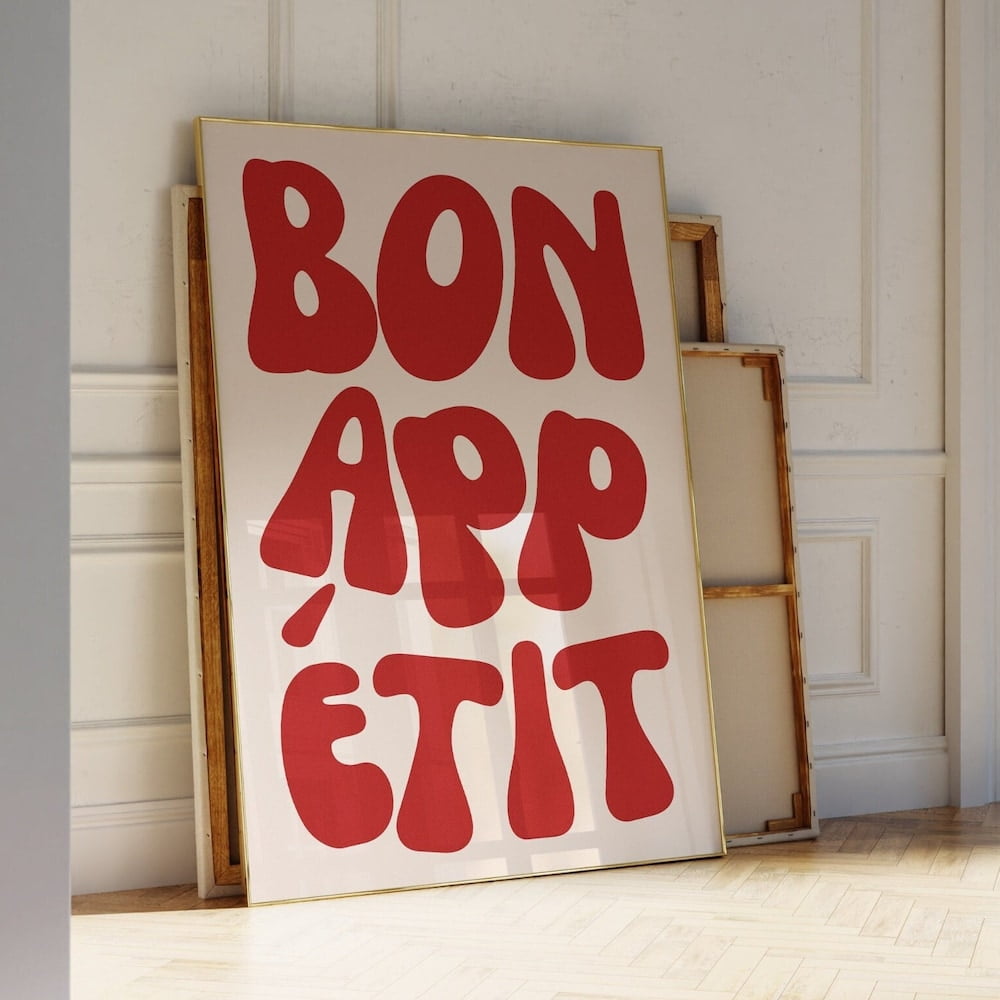 Bon Appetit Poster Trendy Typography Print Cute French Quote Poster ...