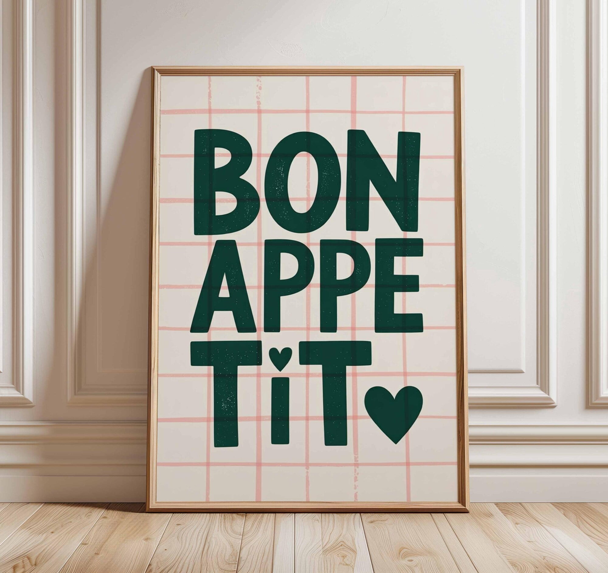 Bon Appetit Poster Typography Kitchen Wall Art French Quote Print Retro ...