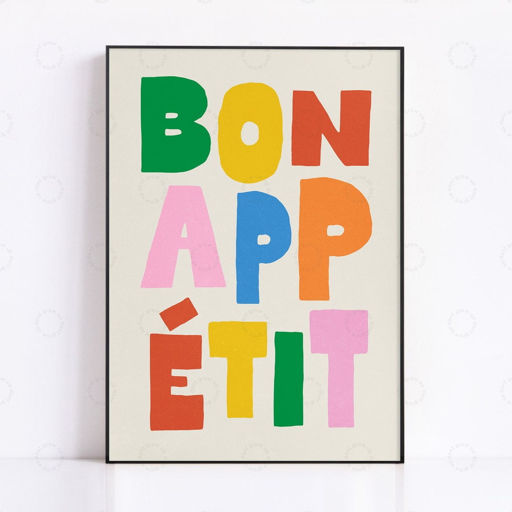Bon Appetit Print, Bon Appetit Sign, Bon Appetit Poster, Kitchen Slogan ...