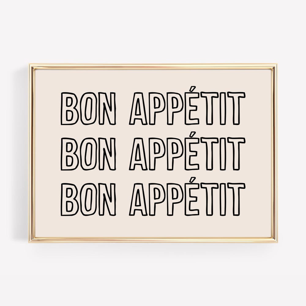Bon Appetit Print, Kitchen Decor, Dining Room Wall Art, Horizontal Wall ...