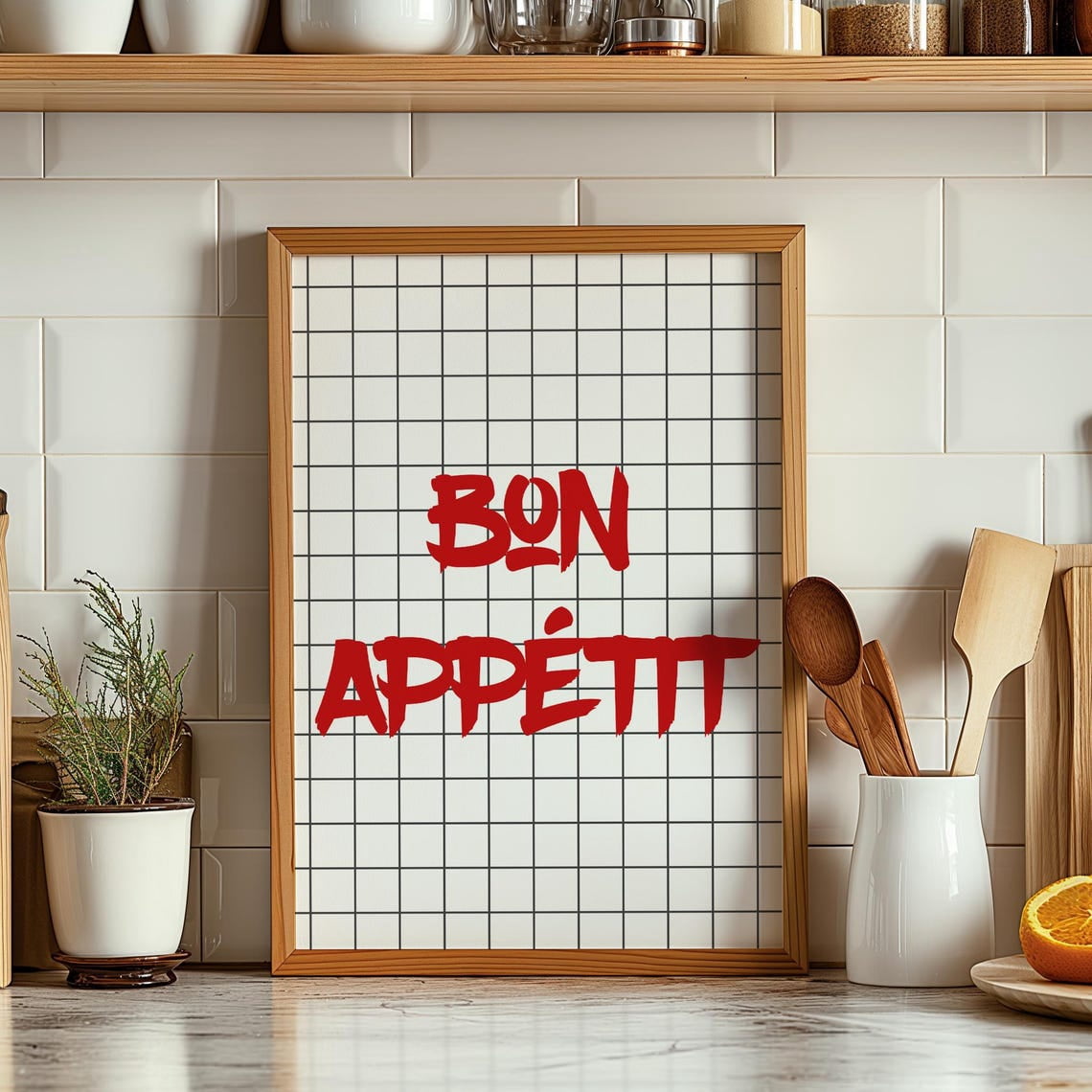Bon Appetit Print, Modern Kitchen Art, Stretched Size 12x18 - Walmart.com