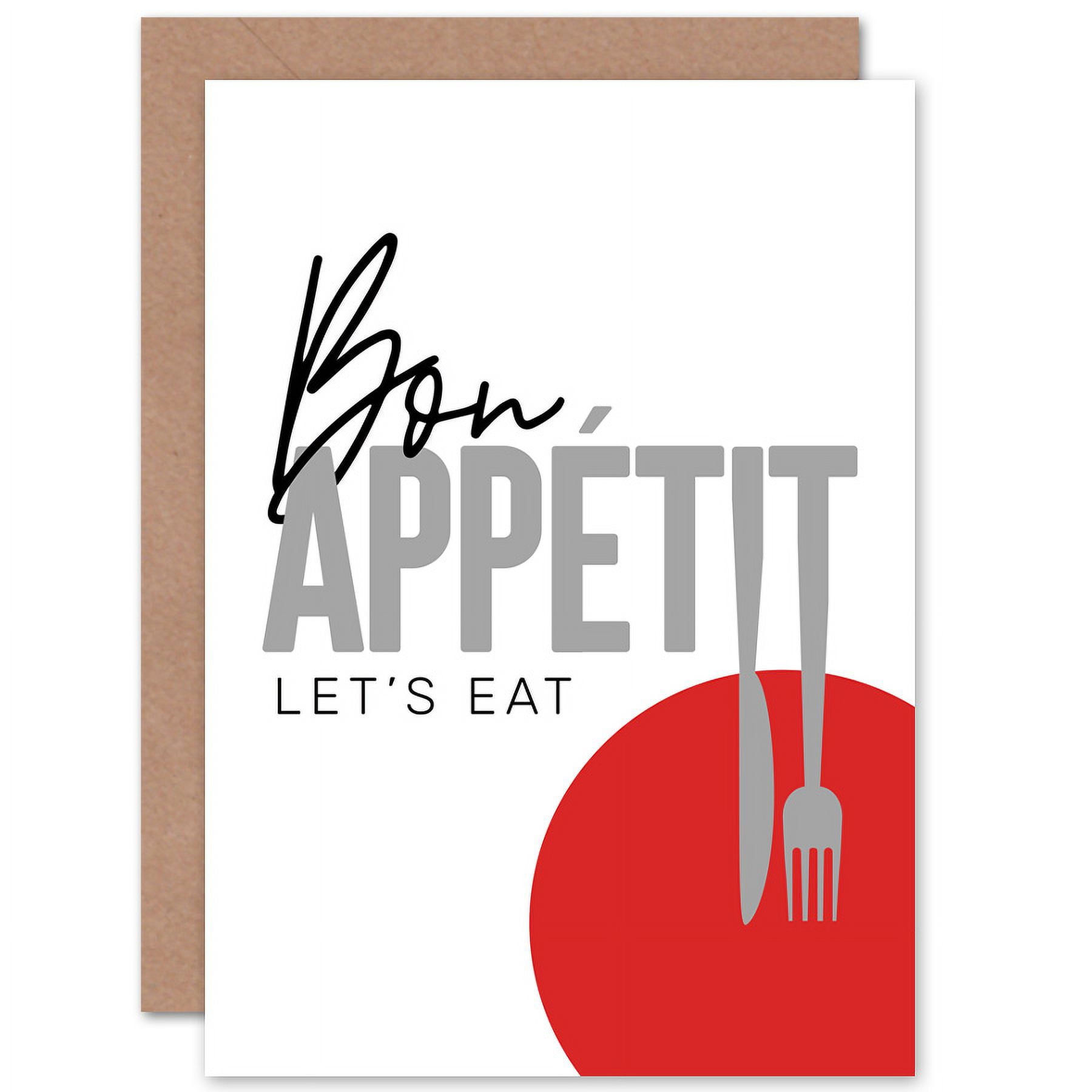 Bon Appetit Typography Greetings Card Plus Envelope Blank inside ...