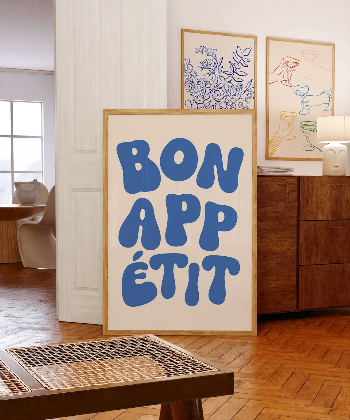 Bon Appetit Typography Poster, French Art Print, Trendy Typography ...