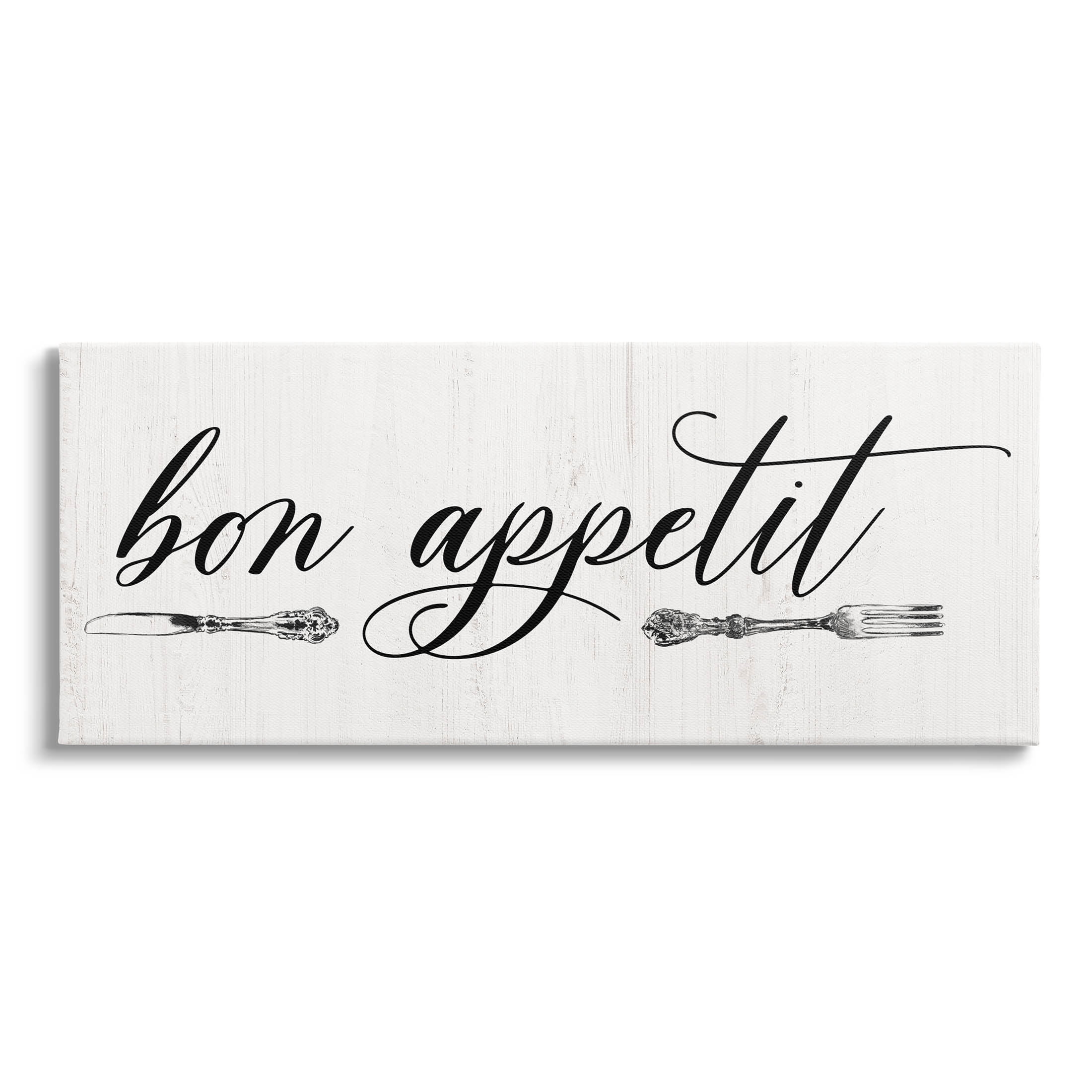 Bon Appetit Vintage Cutlery Typography Graphic Art Gallery Wrapped ...