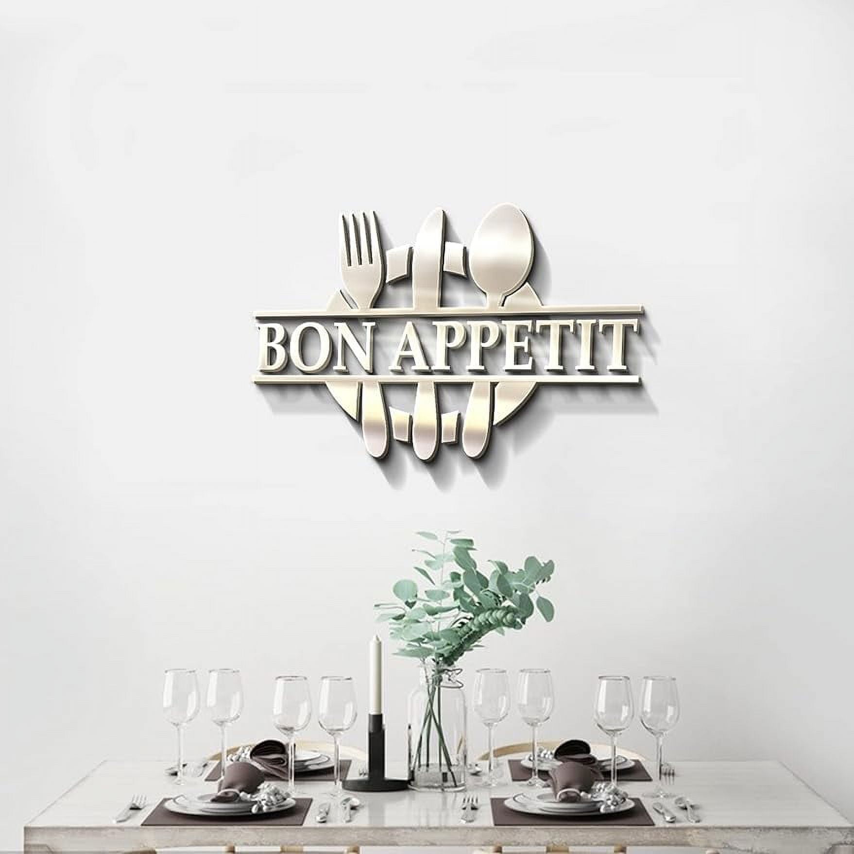 Bon Appetit Wall Stickers and Fork Pattern Mirror Decor Stickers DIY ...
