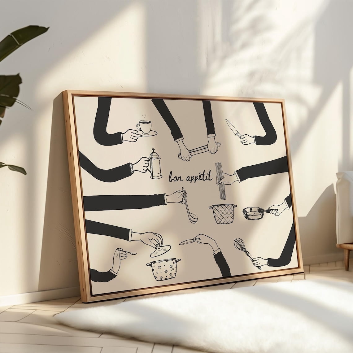 Bon Appetite Food Print, Retro Kitchen Wall Art, Dinner Party Decor ...