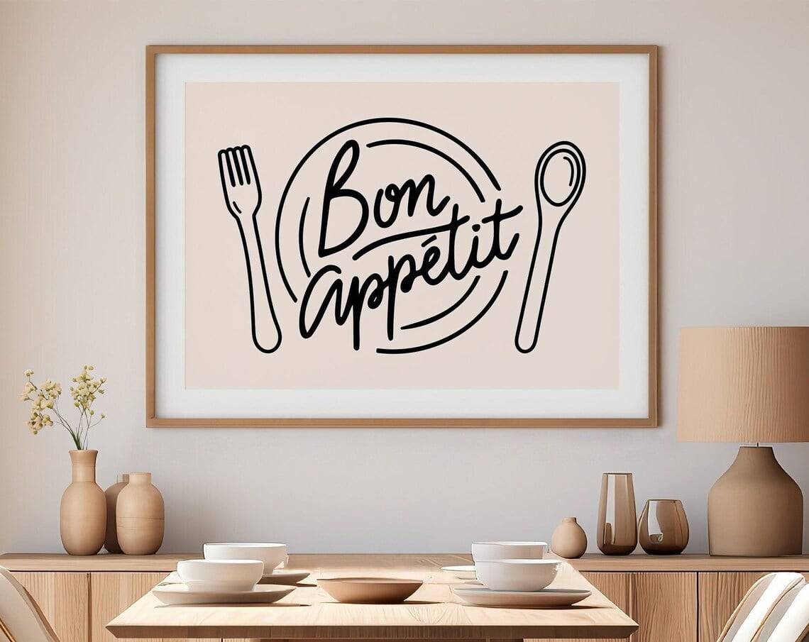 Bon Appetite Kitchen Poster! Boho, Minimalist Modern Art,Minimalist ...