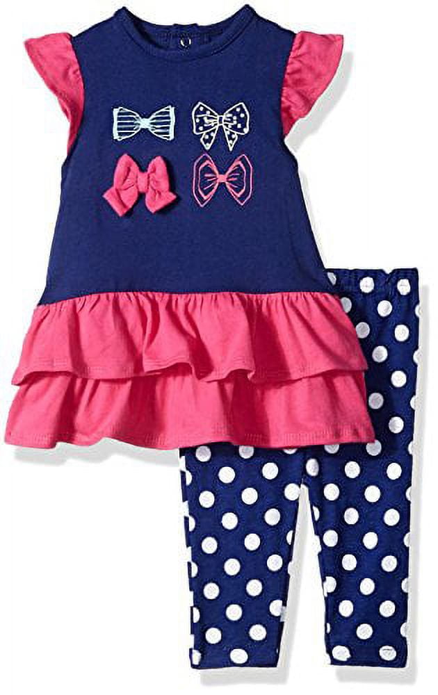 Bon Bebe Baby Girls' 2 Pc Flutter Sleeve Dress & Legging Set, Blue ...