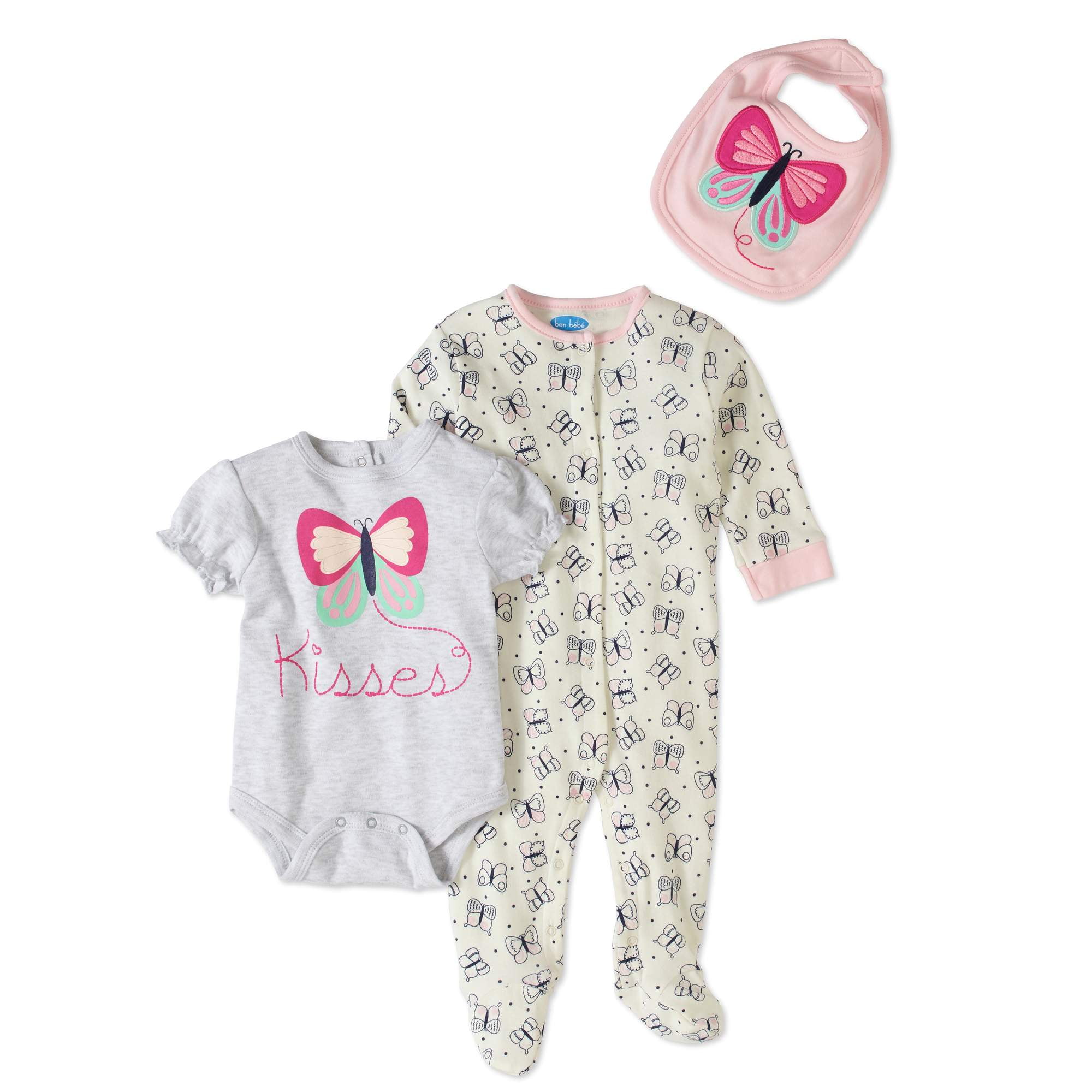 Bon Bebe Newborn Baby Girl Take-Me-Home, 3pc Set - Walmart.com