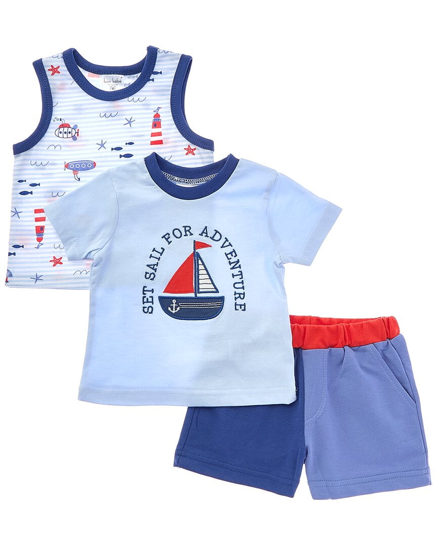 Bon Bebe baby-boys bon bébé 3pc T-Shirt, Tank & Short Set, 18M, Blue ...