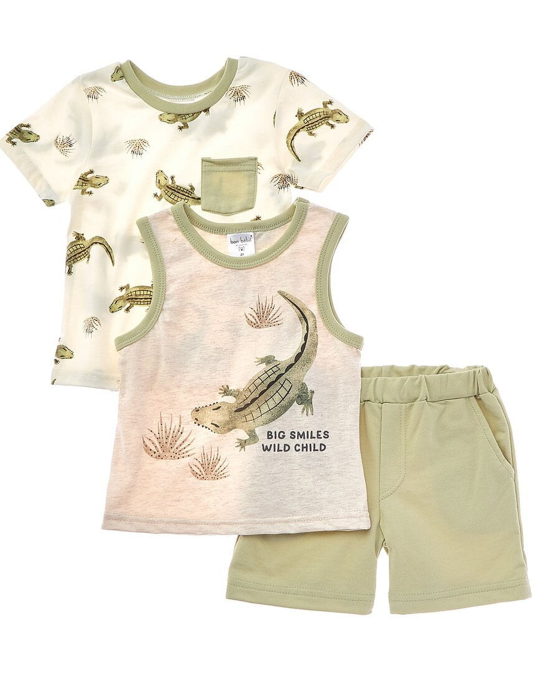 Bon Bebe boys bon bébé 3pc T-Shirt, Tank & Short Set, 3T, Green ...