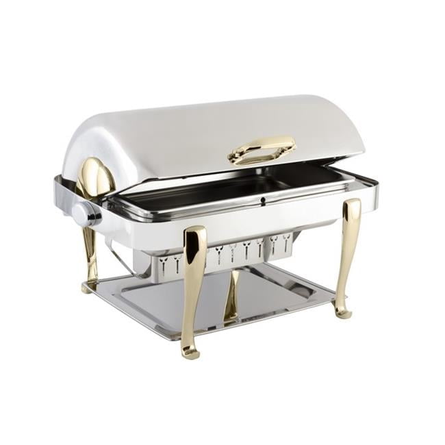 Bon Chef 19040 Stainless Steel Rectangular Chafer with Brass Roman Leg ...