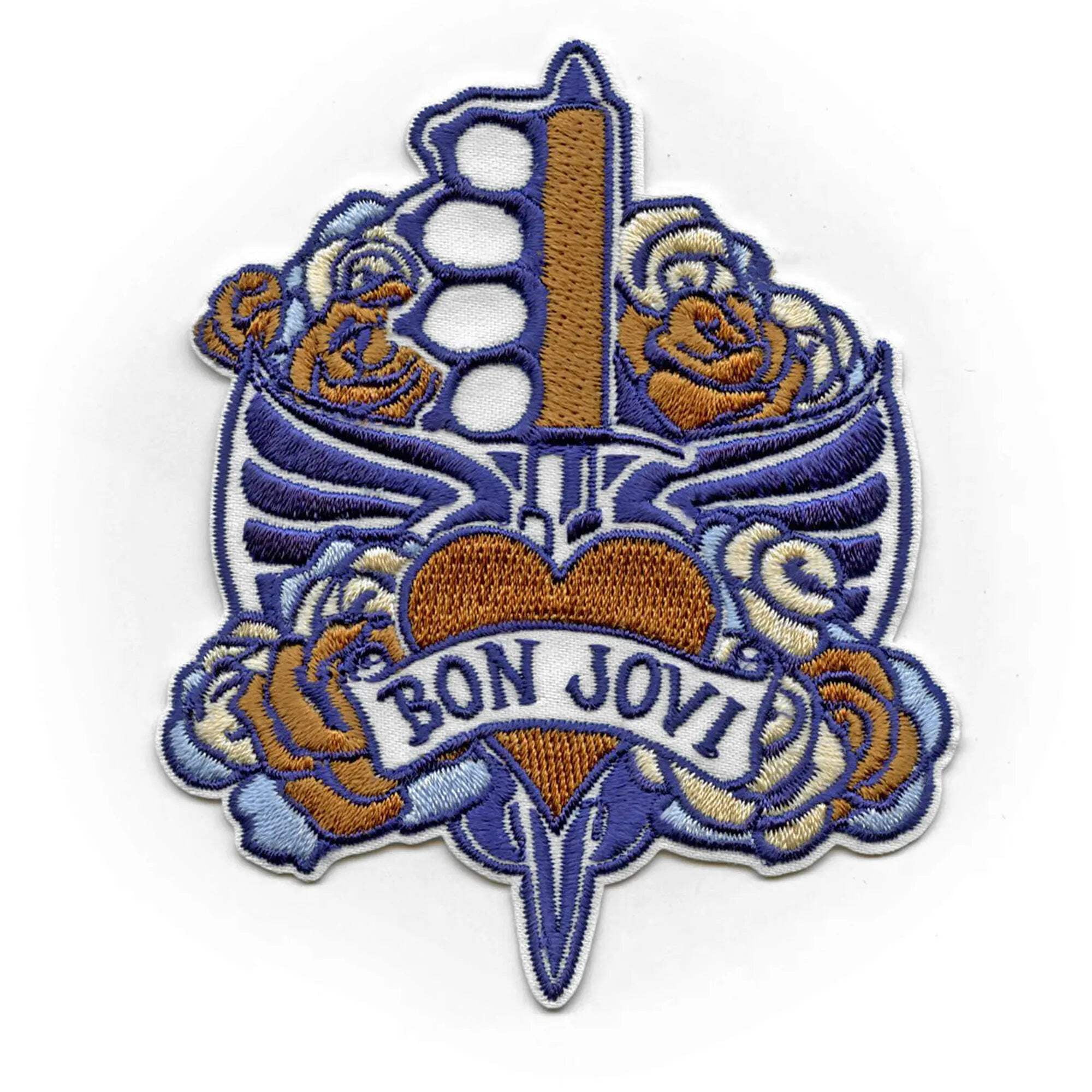Bon Jovi Blue Heart Dagger Patch Wings Roses Embroidered Iron On ...