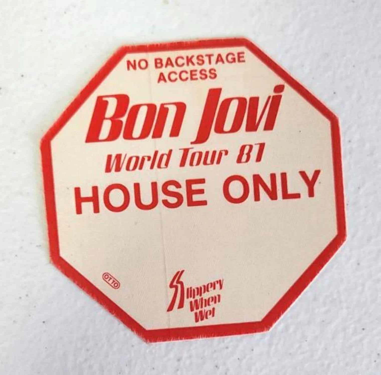 Bon Jovi Slippery When Wet Tour 1987 Backstage Pass OTTO - Walmart.com