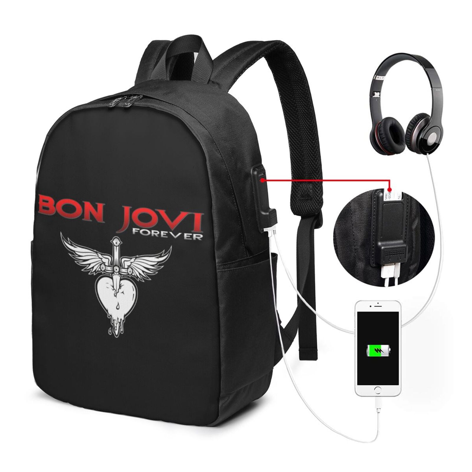 Bon Jovi Travel Laptop Backpack, Business Water Resistant Laptop ...