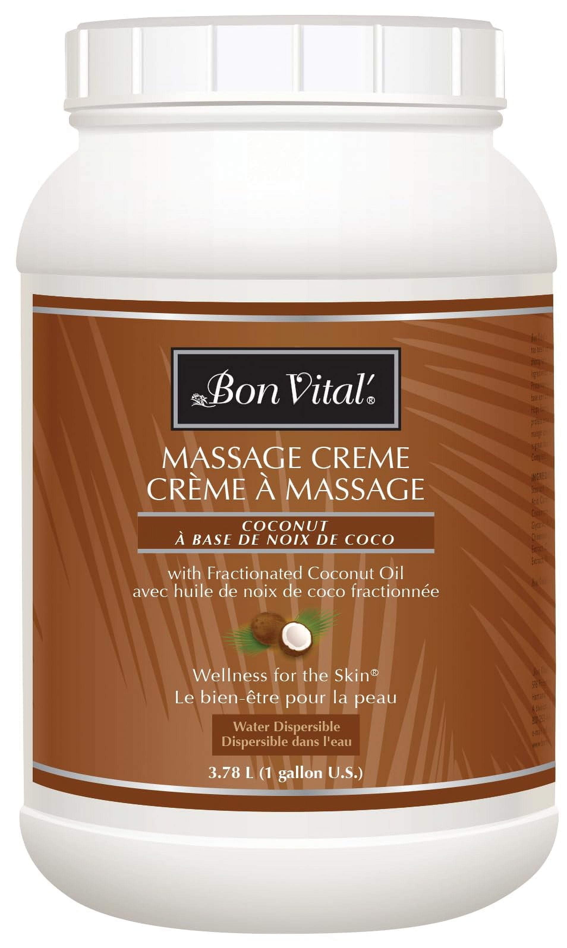 Bon Vital' Coconut Massage Creme with 100% Pure Coconut Oil, Massage Cream & Moisturizer to ...