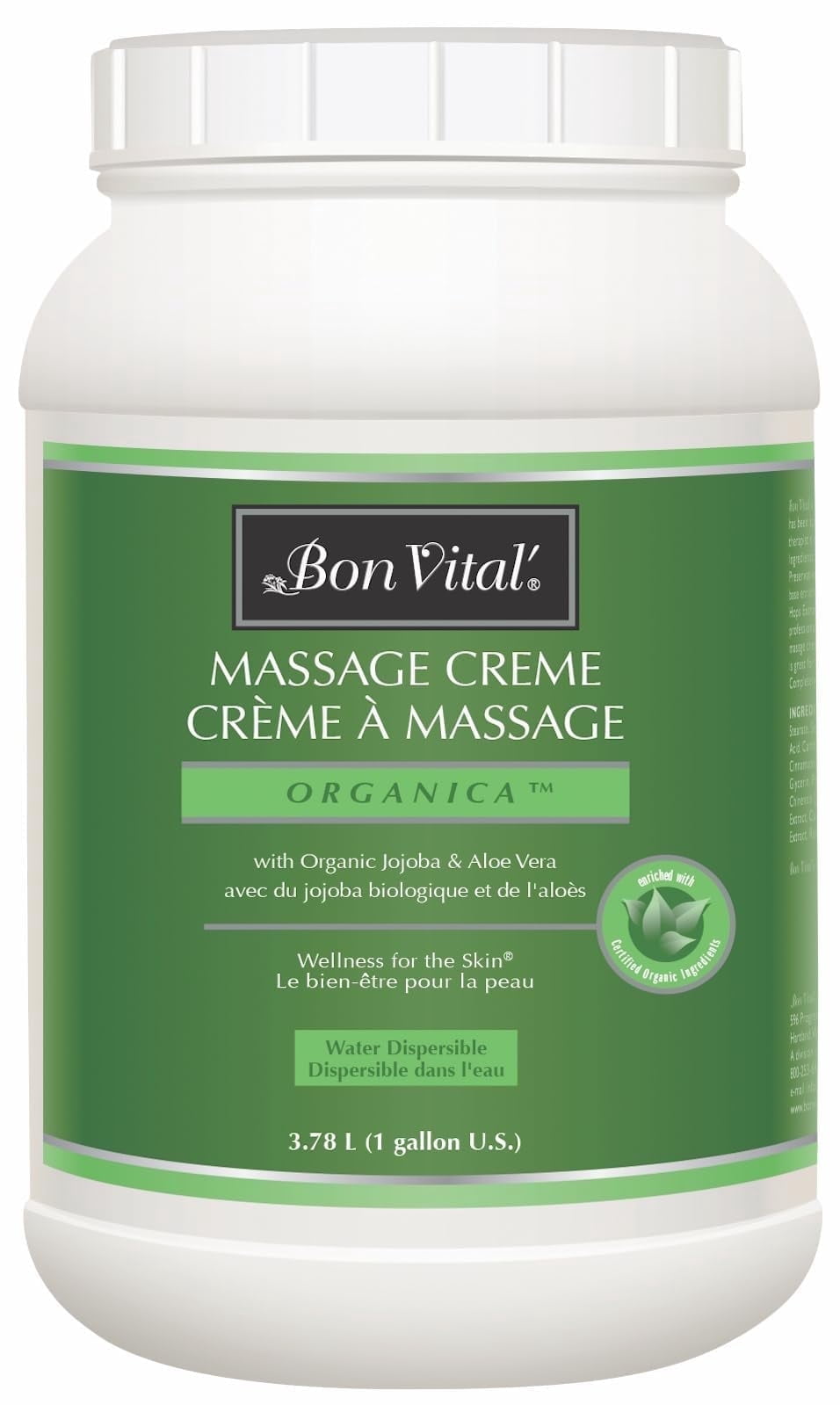 Bon Vital' Organica Massage Crème, 1 Gallon, Certified Organic ...