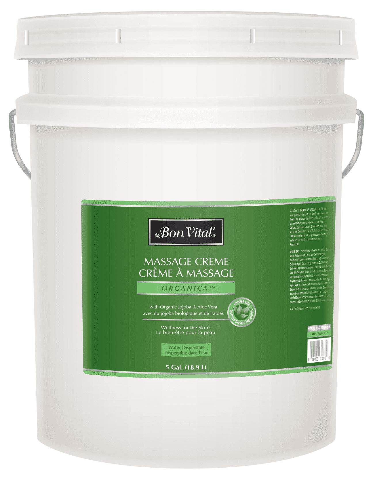 Bon Vital' Organica Organic Massage Creme, 5 Gallon, Organic Jojoba Oil ...