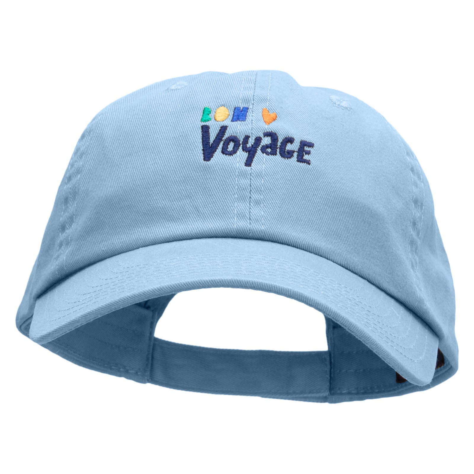 Bon Voyage Embroidered Low Profile Dyed Cotton Twill Cap - Sky Blue ...