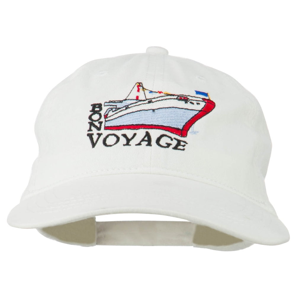 Bon Voyage Ship Embroidered Washed Cap - White OSFM - Walmart.com