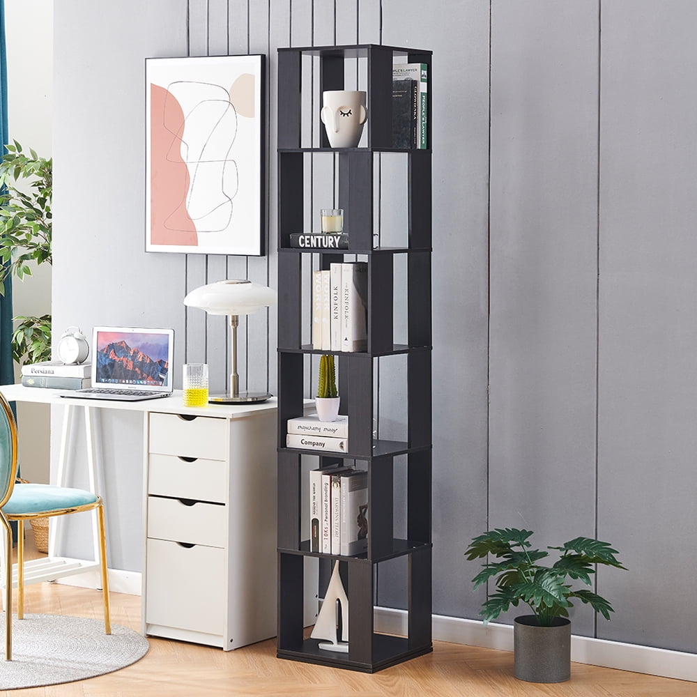 BonChoice 6-Tiers 360° Rotating Bookshelf Bookcase, Black - Walmart.com