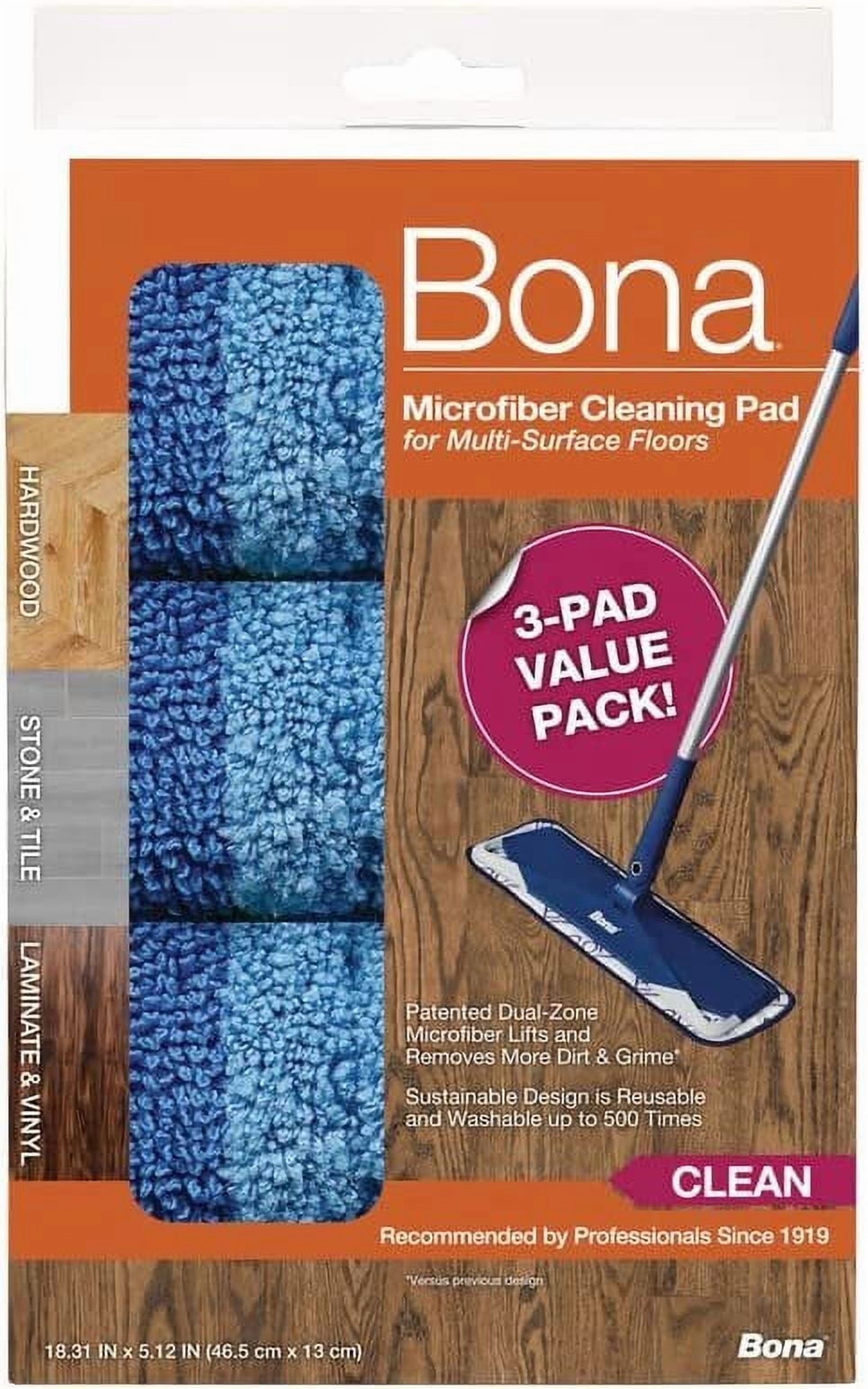 Bona Mop Microfiber Cleaning Pad for Wood & Laminate Floors - 3-Pack ...