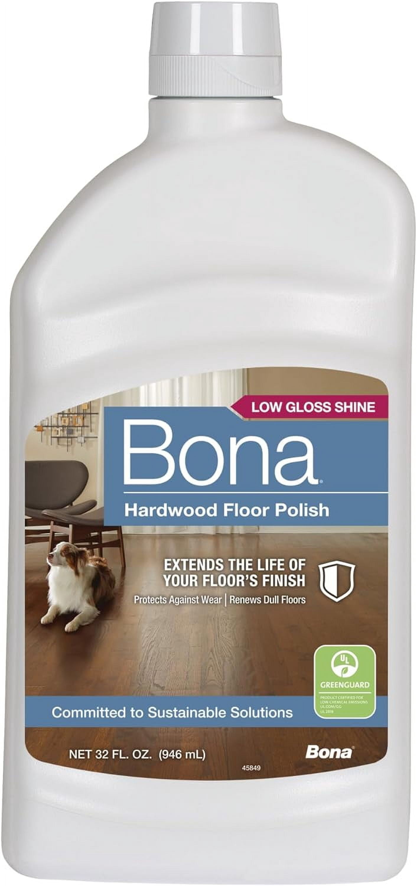Bona Hardwood Floor Polish - 32 fl oz - Low Gloss Shine - 32 oz covers ...