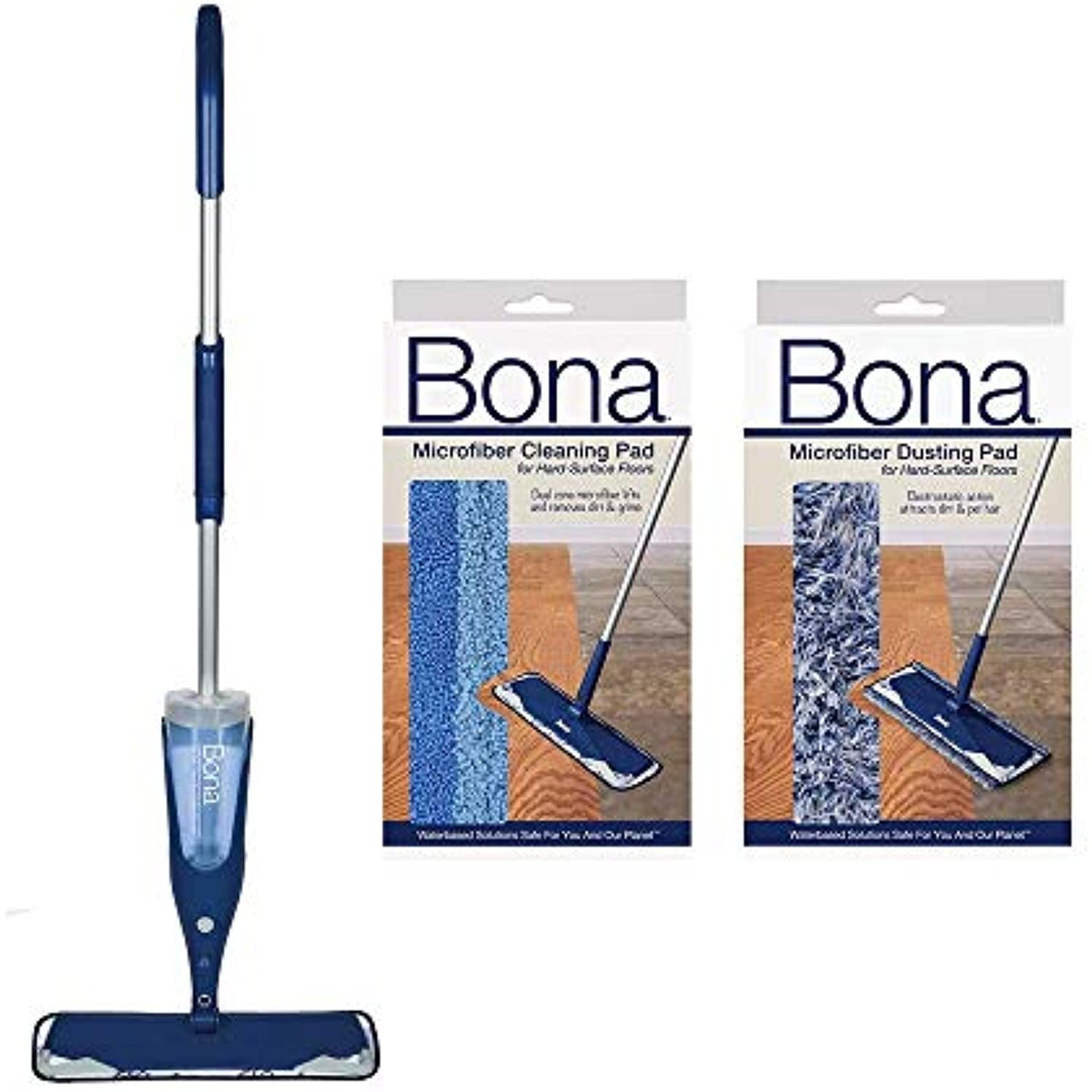 Bona Hardwood Floor Spray Curve Mop With Dust Pad And Cleaning Pad ...
