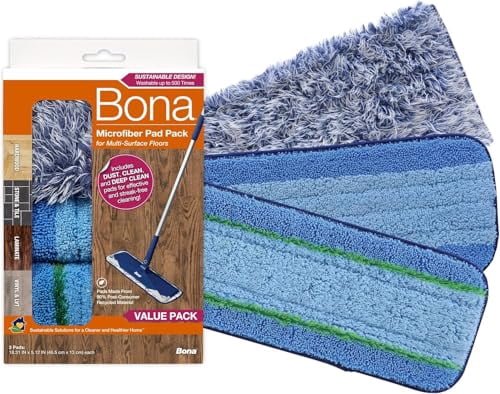 Bona Microfiber Pad 3-Pack includes Dusting, Cleaning, and Deep ...