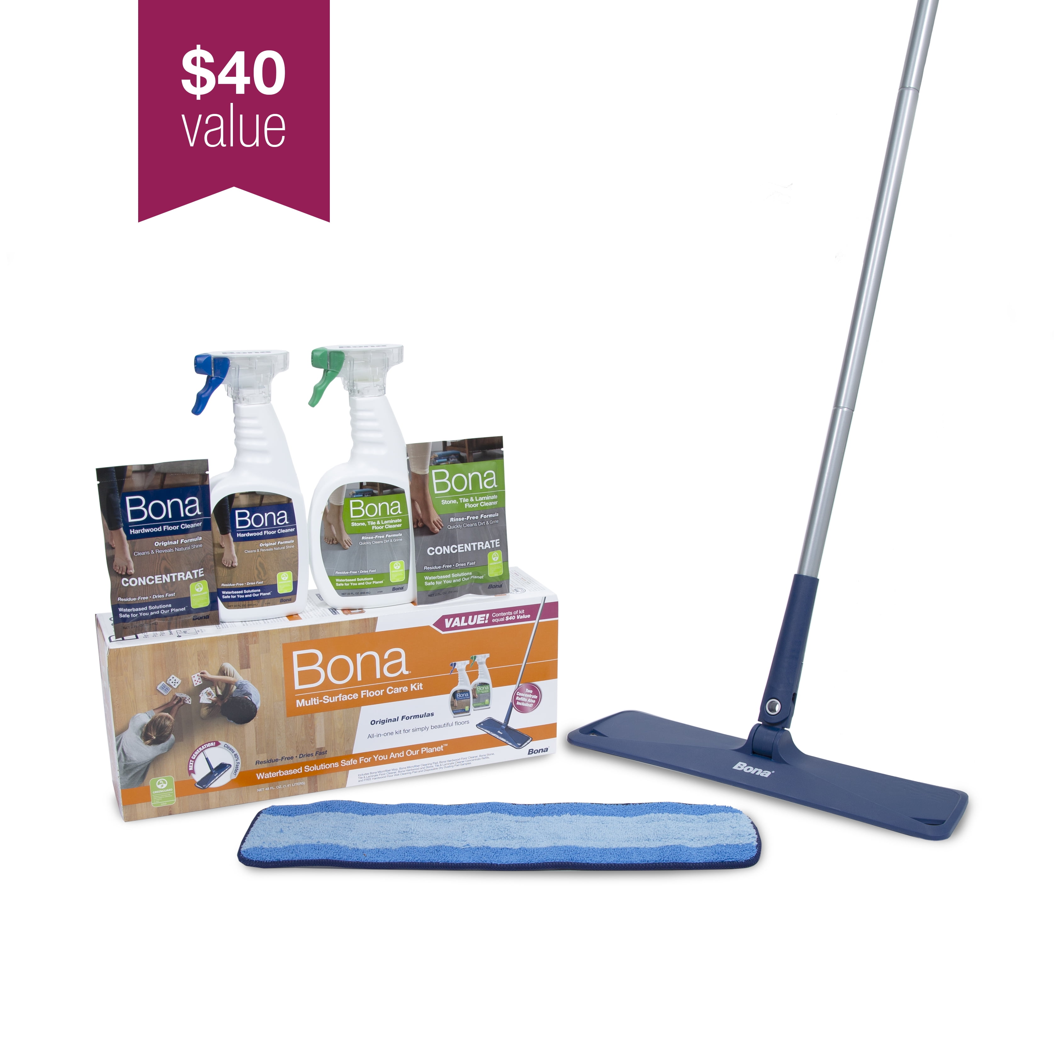 Bona® Hardwood and Hard-Surface Floor Cleaning Kit with Mop and Bonus ...