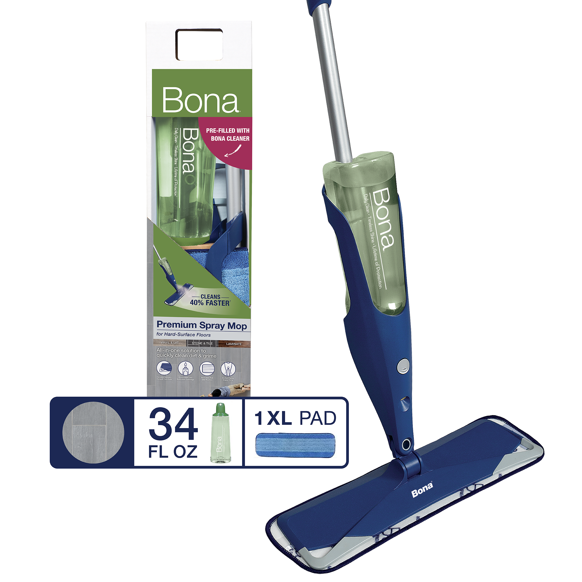 Rejuvenate Click N Clean Multi Surface Spray Mop Kit, As Seen on TV ...