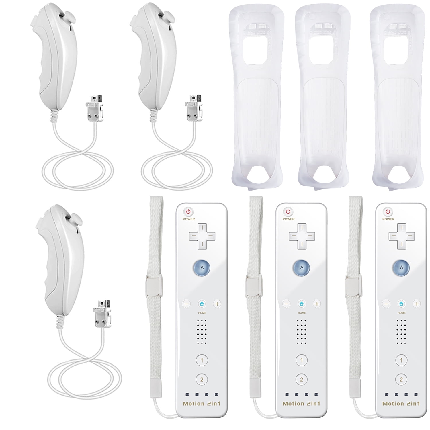 Bonadget 3 Pack Nintendo Wii Remote Controllers, Motion Plus, Nunchuck ...