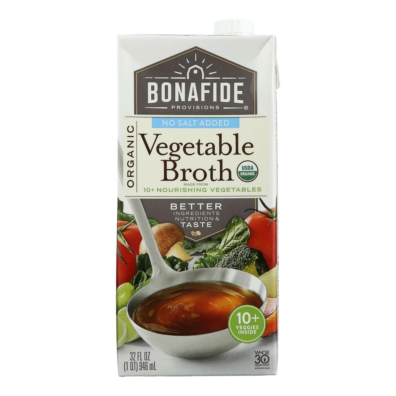 Bonafide Provisions - Broth Vegetable No Salt, 32 OZ | Pack of 6 ...
