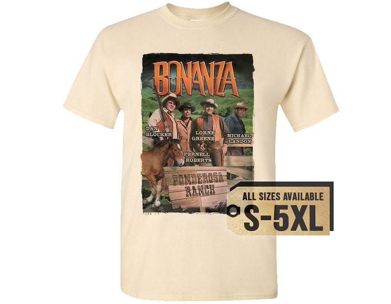 Bonanza Western Television Series V21 Natural White Gray Men T Shirt ...