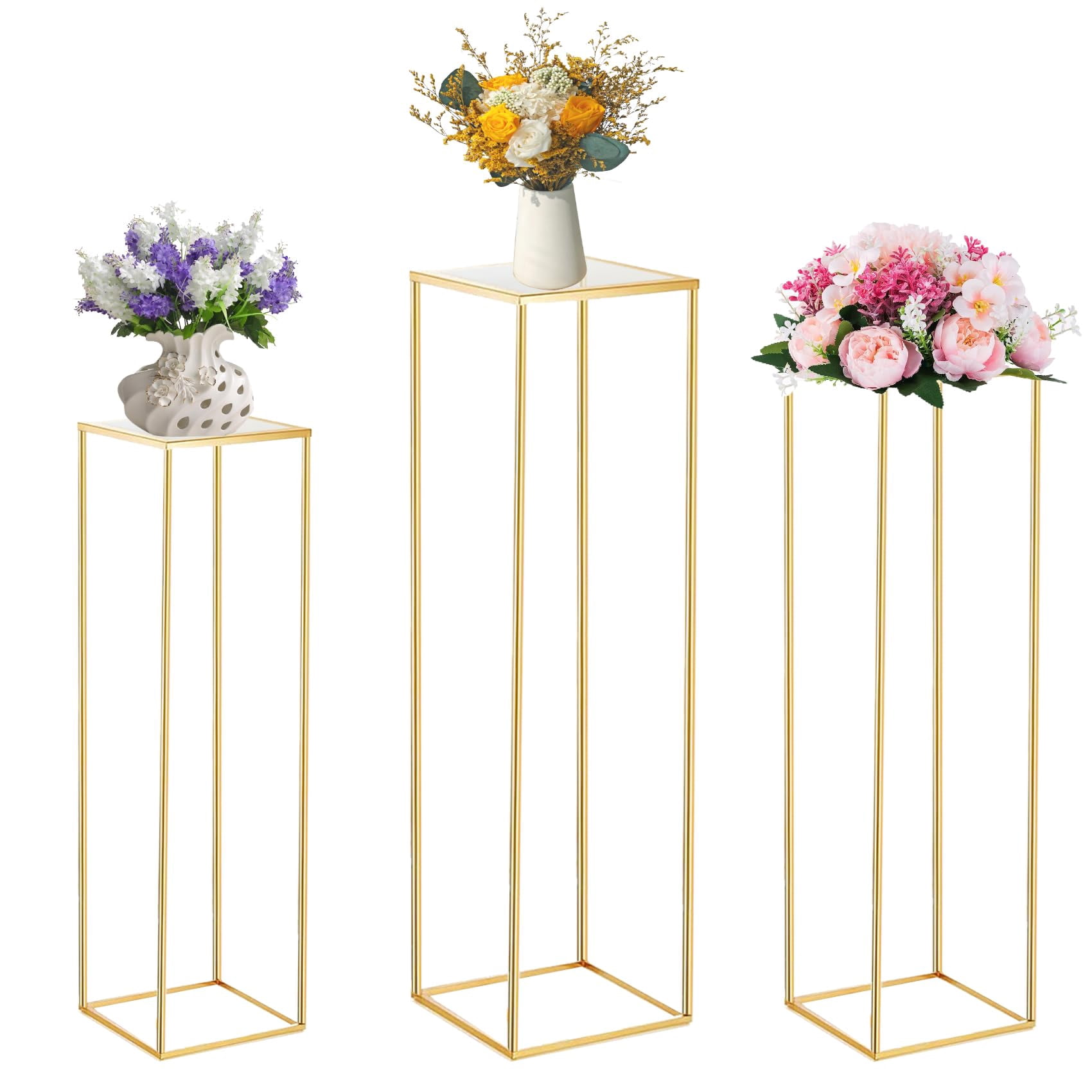 Bonastella Cylinder Stands for Party, 3PCS Square Cylinder Pedestal ...
