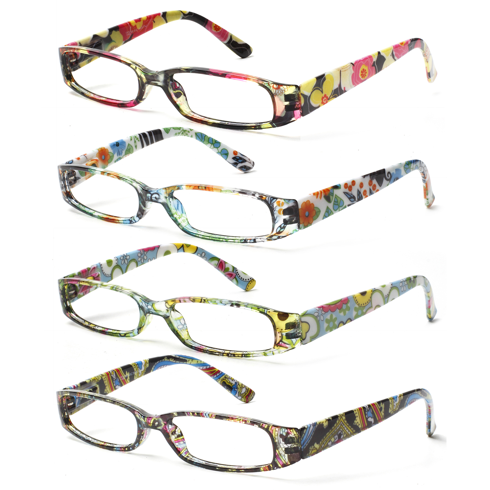 V.W.E. WoMen's Floral Oval Reading Glasses with Spring Hinge, 3 Pair ...