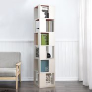 Homieasy 4-Tier Wooden Bookshelves Unit, Rotating Corner Bookshelf ...