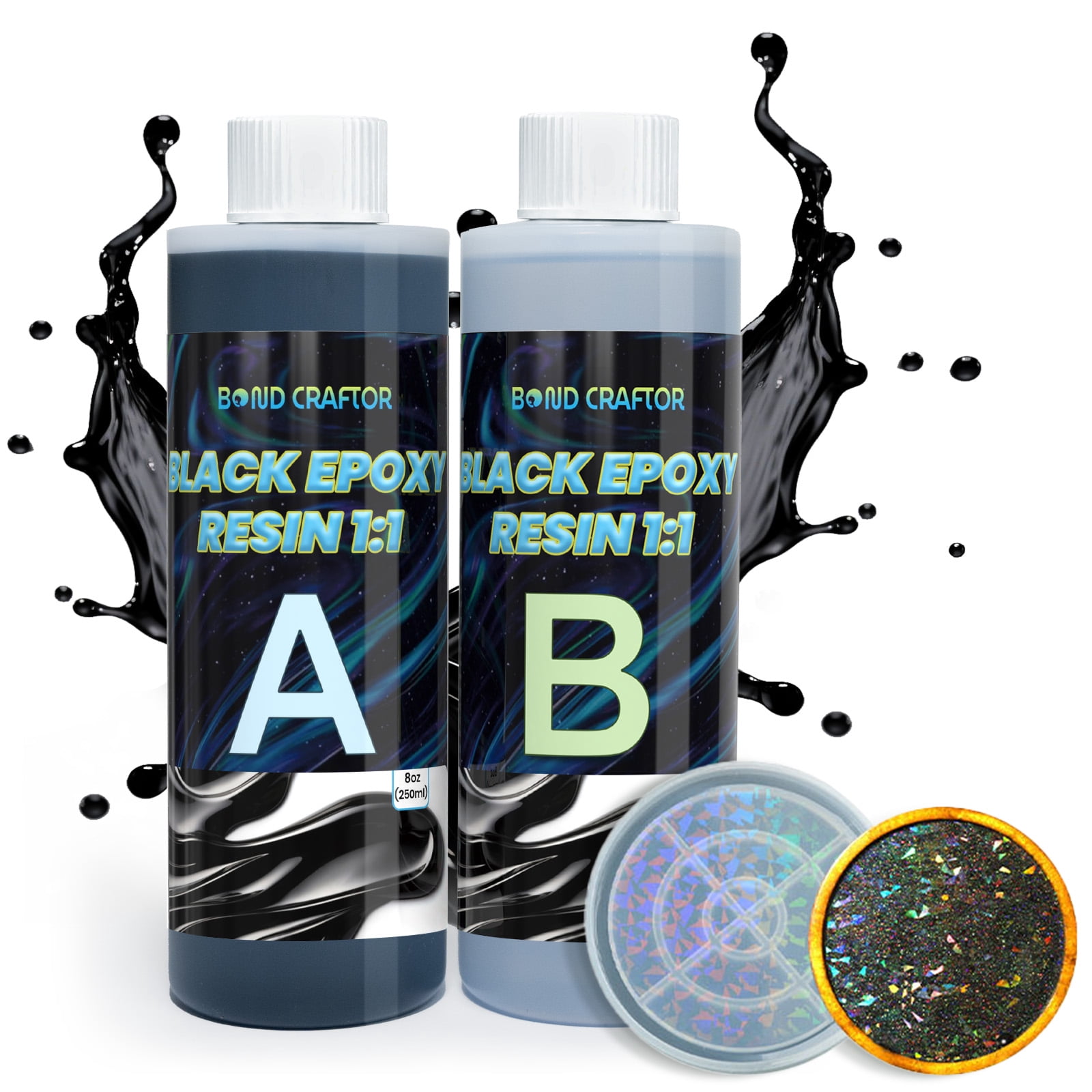 Bond Craftor Black Resin Epoxy, 16 oz Bubble Free High Gloss Pure Black ...