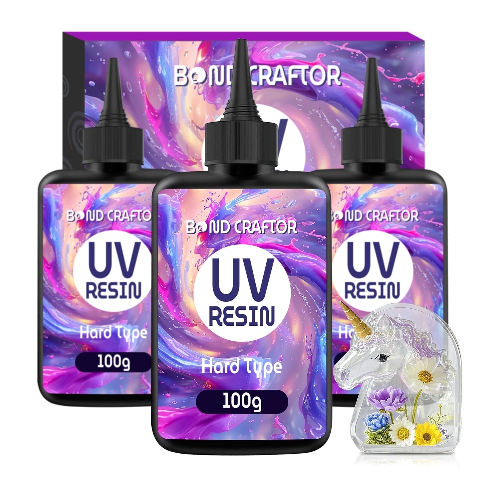 Bond Craftor UV Resin Kit 300g Clear Hard UV Glue Fast Curing Suitable ...