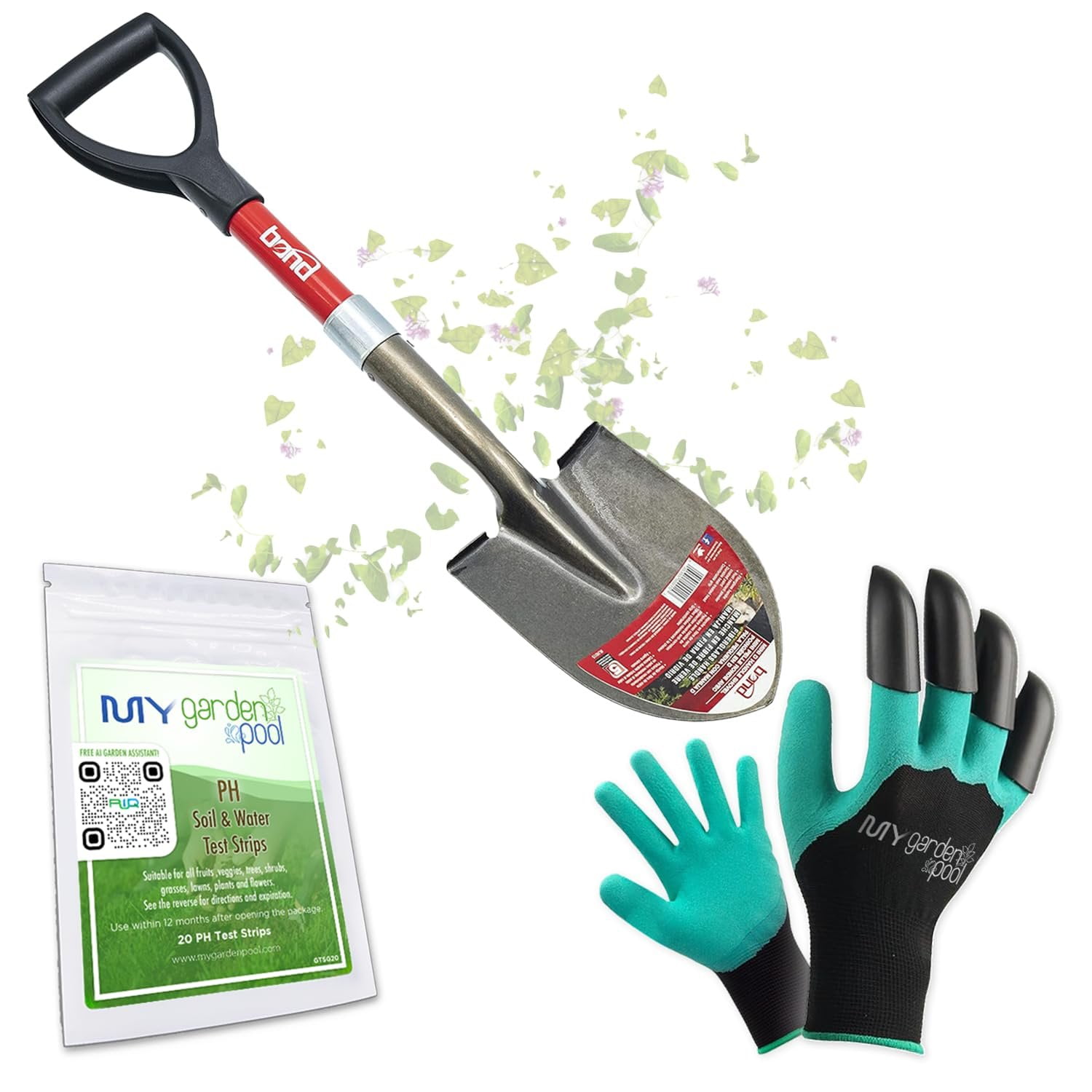 Bond LH015 Mini D Handle Shovel with My Garden Pool PH Soil Test Strips ...