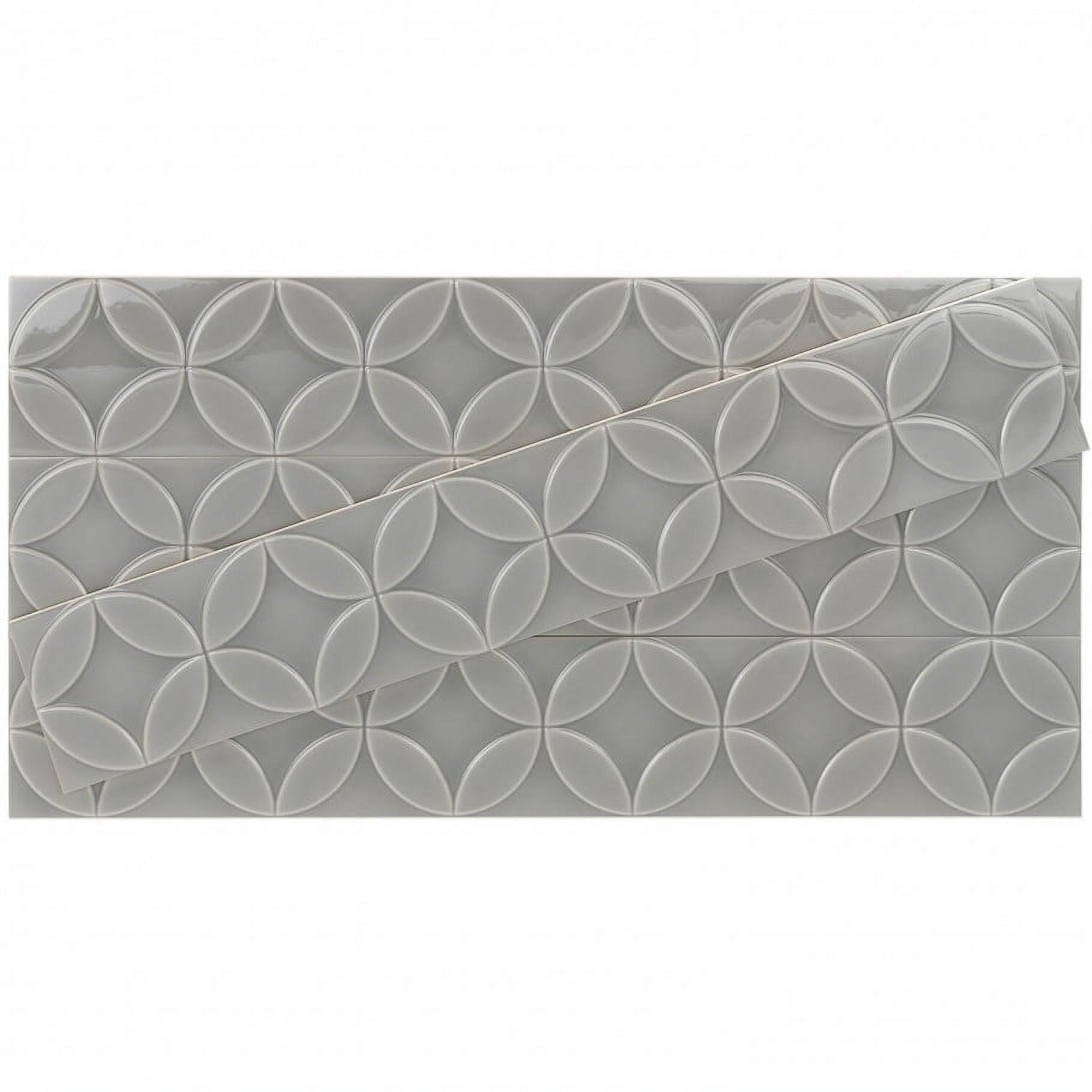 Bond Tile Sheffield Deco Gray 4 in. x 8 in. Polished Ceramic Wall Tile ...