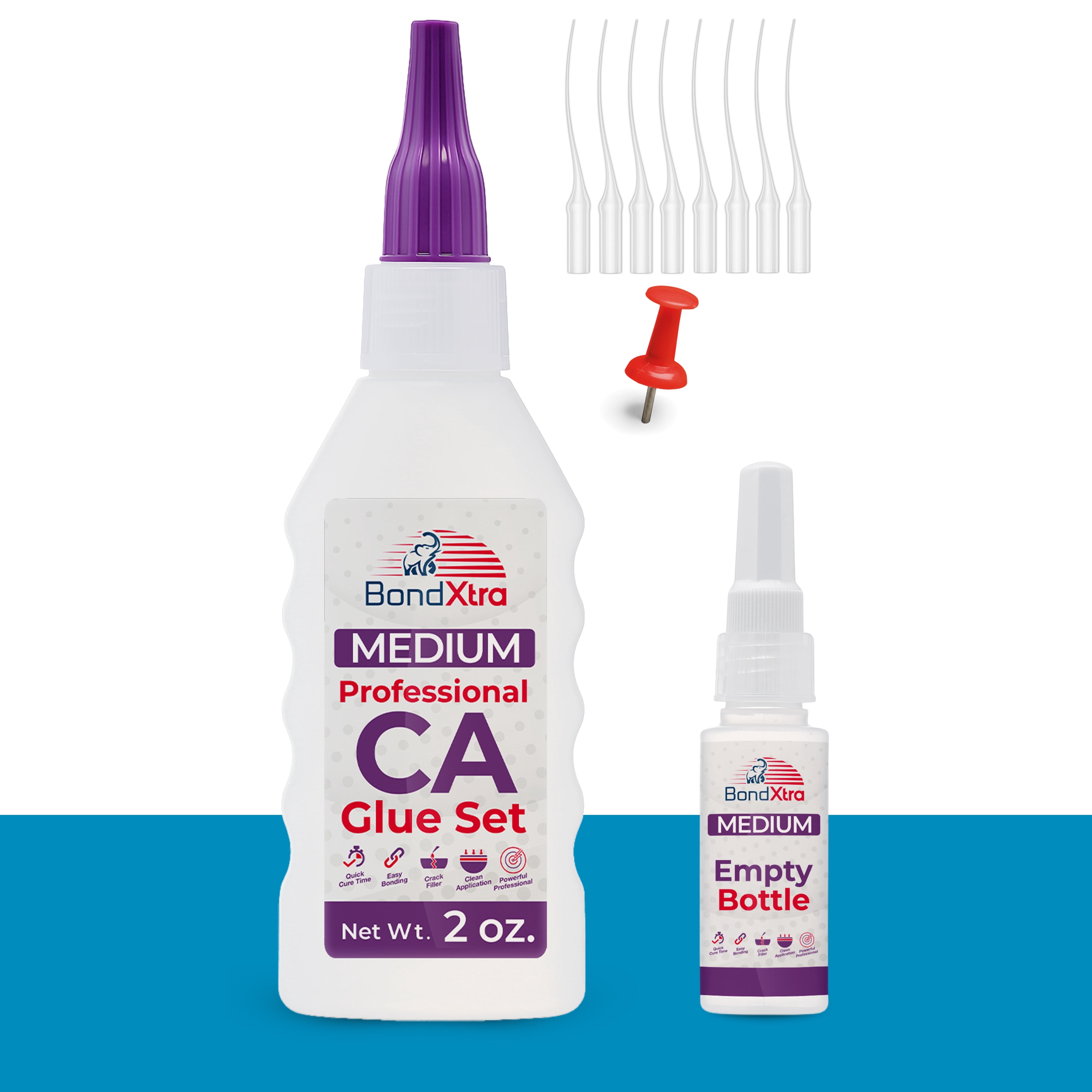 BondXtra 2 oz Medium CA Glue for Woodworking, Premium Super Glue Kit ...