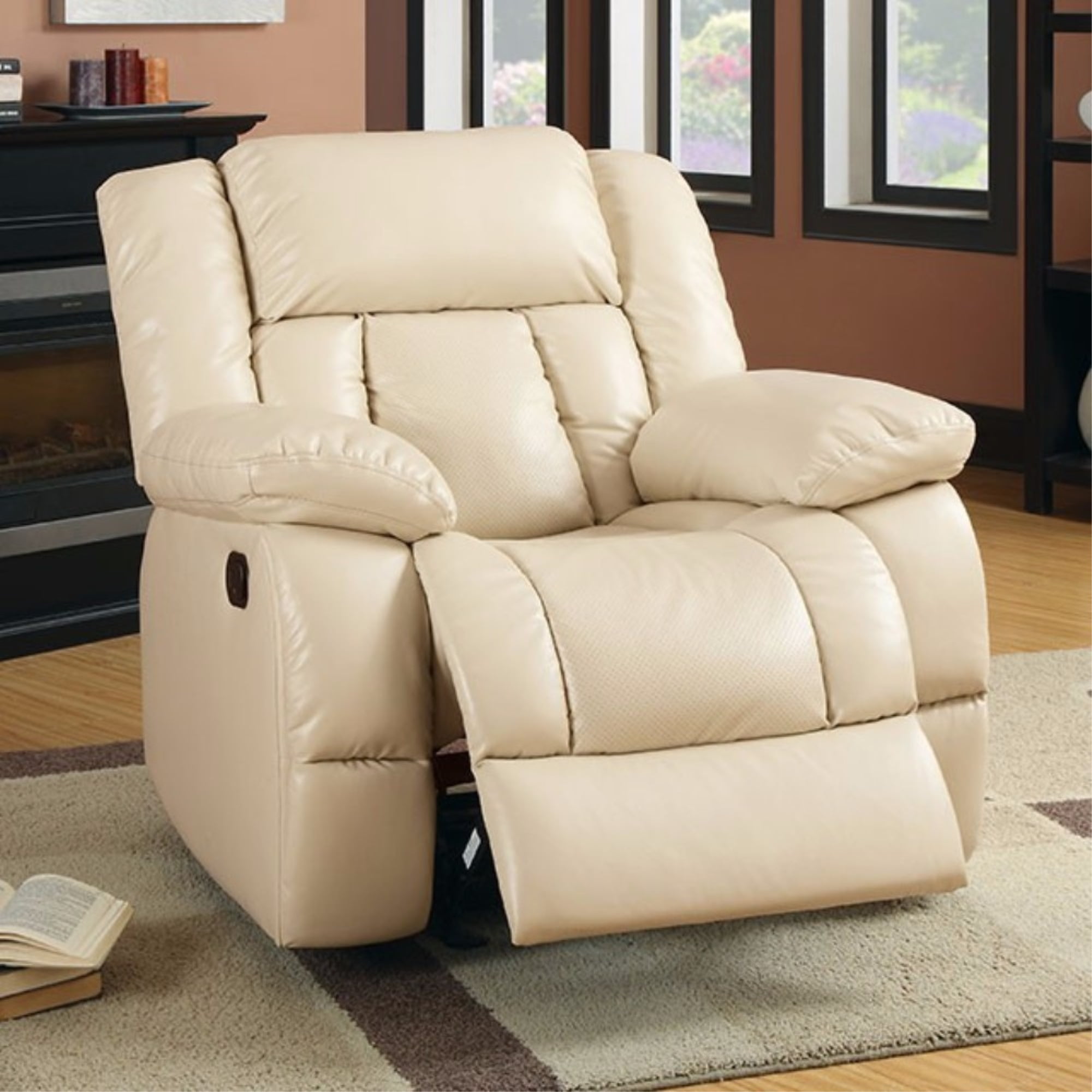 Bonded Leather Glider Recliner, Ivory - Walmart.com
