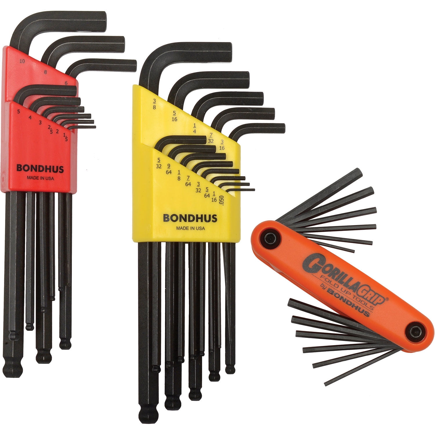 Bondhus 14130 Hex Key Triple Pack SAE Metric W/ FREE Fold-Up Set ...