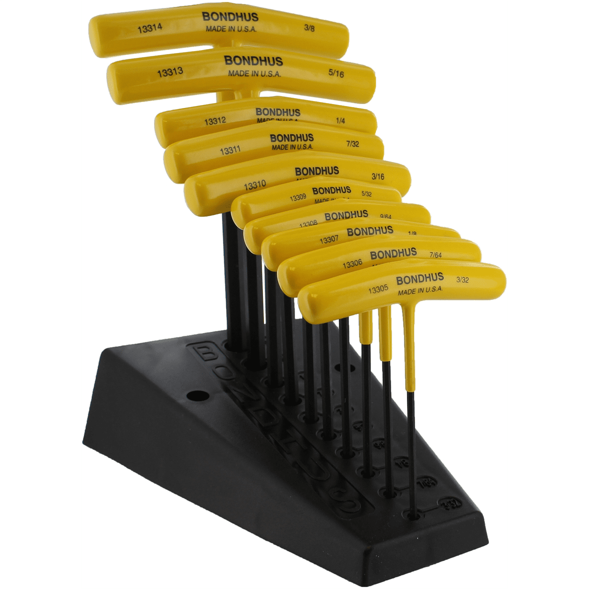 Bondhus 15390 Hex Wrench Set, 10 Pieces, 3/32" to 3/8", T-Handle ...