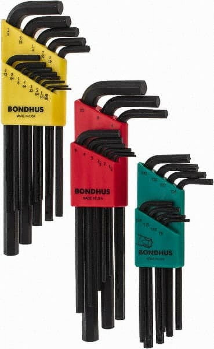 Bondhus 30 Piece L-Key Hex Key Set Hex Range 0.05 to 3/8", 8-5/8" OAL, Protanium High Torque ...