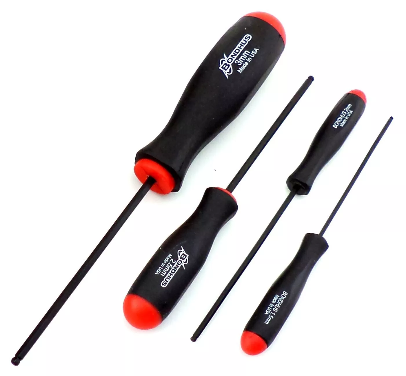 Bondhus 4pc Hex Screwdriver Set Ball End Precision Metric Sizes 1.5-3mm ...