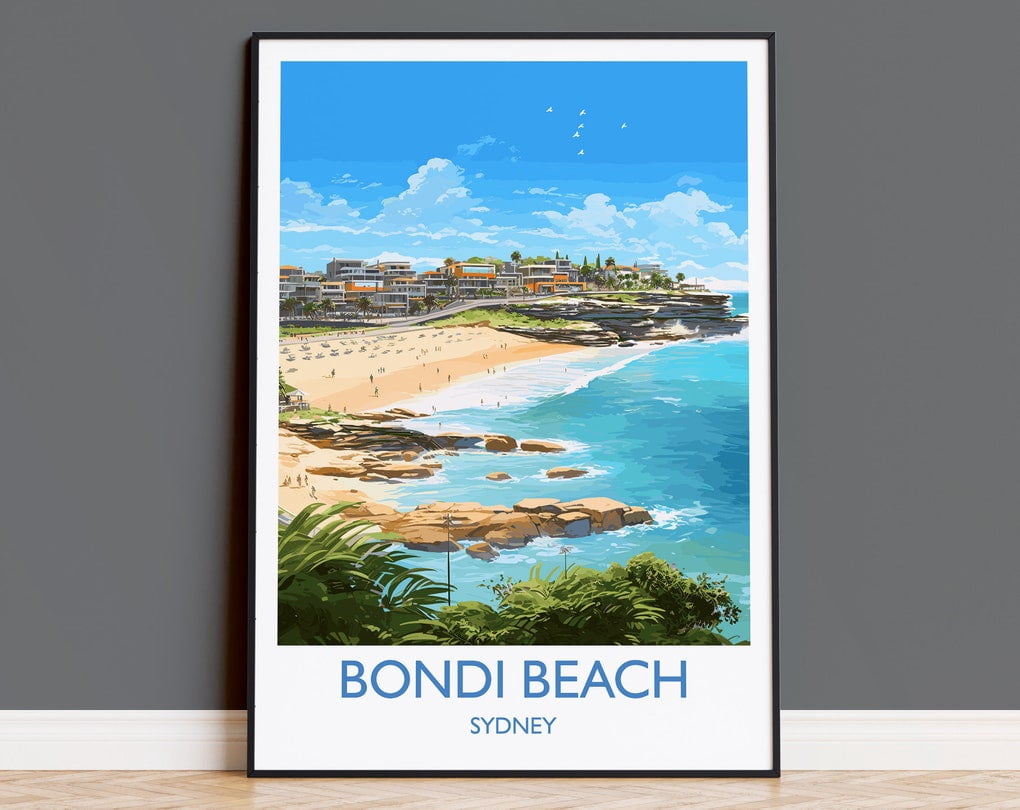 Bondi Beach Print, Travel Poster Of Bondi Beach, Sydney, New South ...